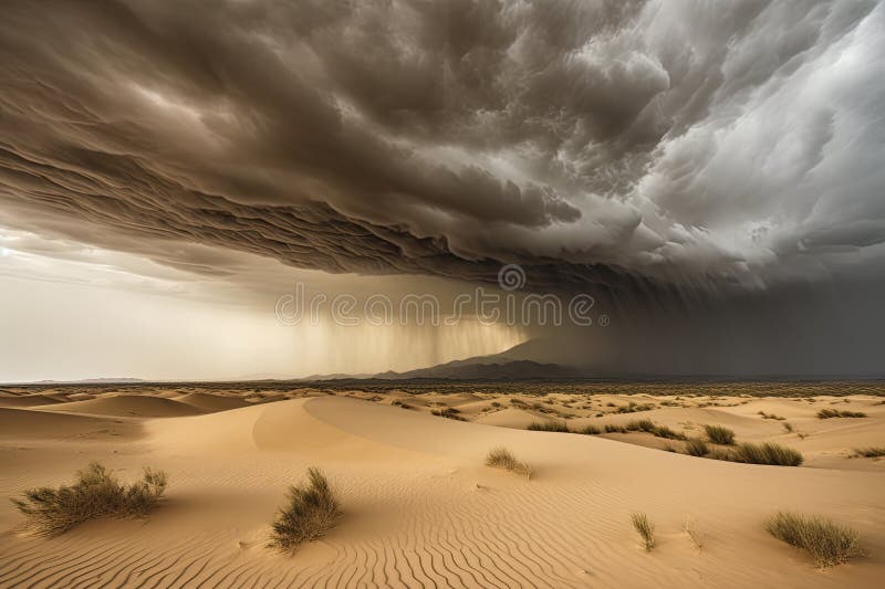 Sandstorm Formation Over Desert Scene with Dramatic Sky Clouds Stock ...