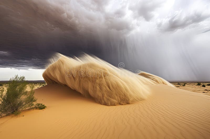 Sandstorm Formation Over Desert Scene with Dramatic Sky Clouds Stock ...