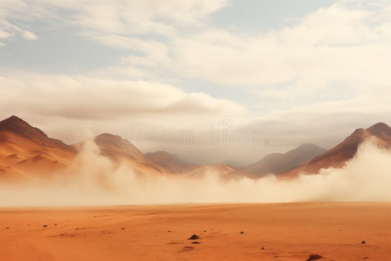 Sandstorm in Mountainous Desert Stock Illustration - Illustration of ...