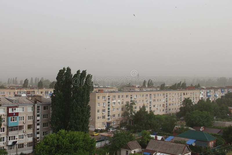 Sandstorm Over the City and the Dust Pollution Stock Image - Image of ...