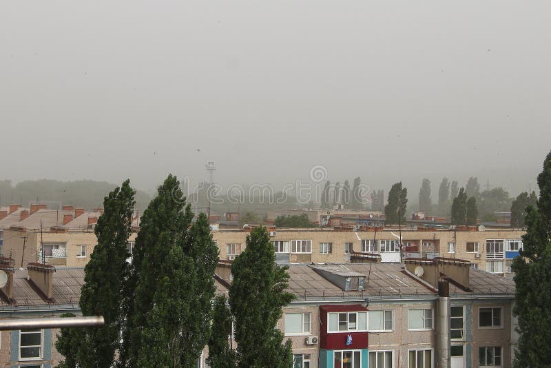 Sandstorm Over the City and the Dust Pollution Stock Image - Image of ...