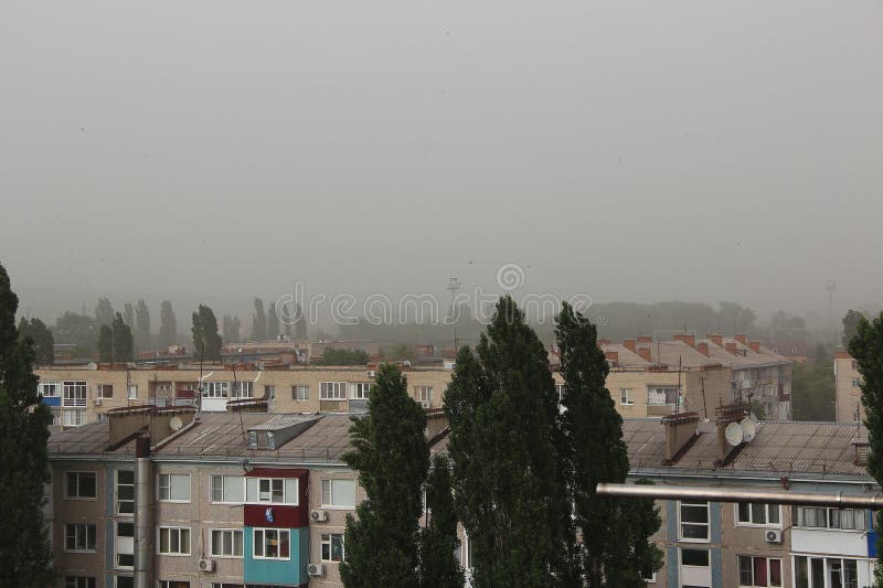 Sandstorm Over the City and the Dust Pollution Stock Image - Image of ...