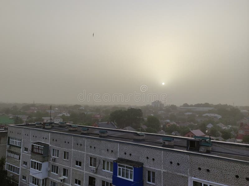 Sandstorm Over the City, Sand Eclipsed the Sun Stock Image - Image of ...