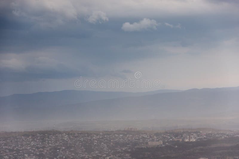 Sandstorm Over a Small Town Stock Image - Image of architecture, nature ...