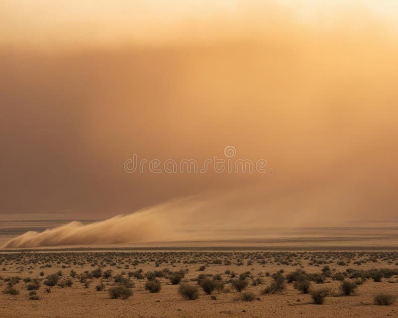 Sandstorm Sweeping Over Desert Dune Stock Illustration - Illustration ...