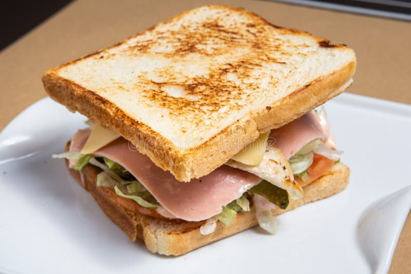 Sandvich with ham stock image. Image of edible, isolated - 179401893