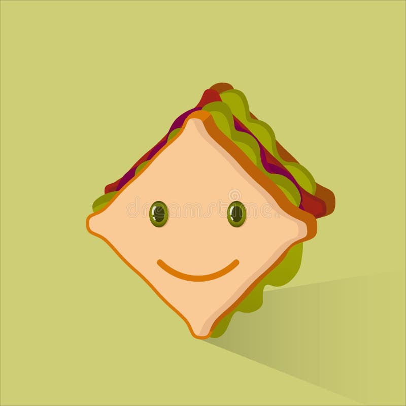 Vector Illustration of Cute Smiling Sandwich Stock Vector ...