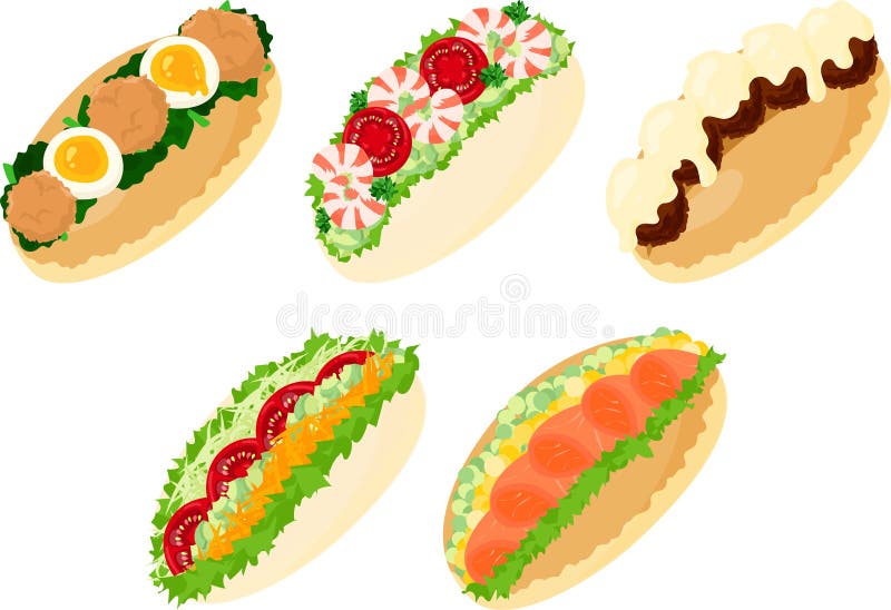 The Various Icons of Side Dish Bread Stock Vector - Illustration of ...