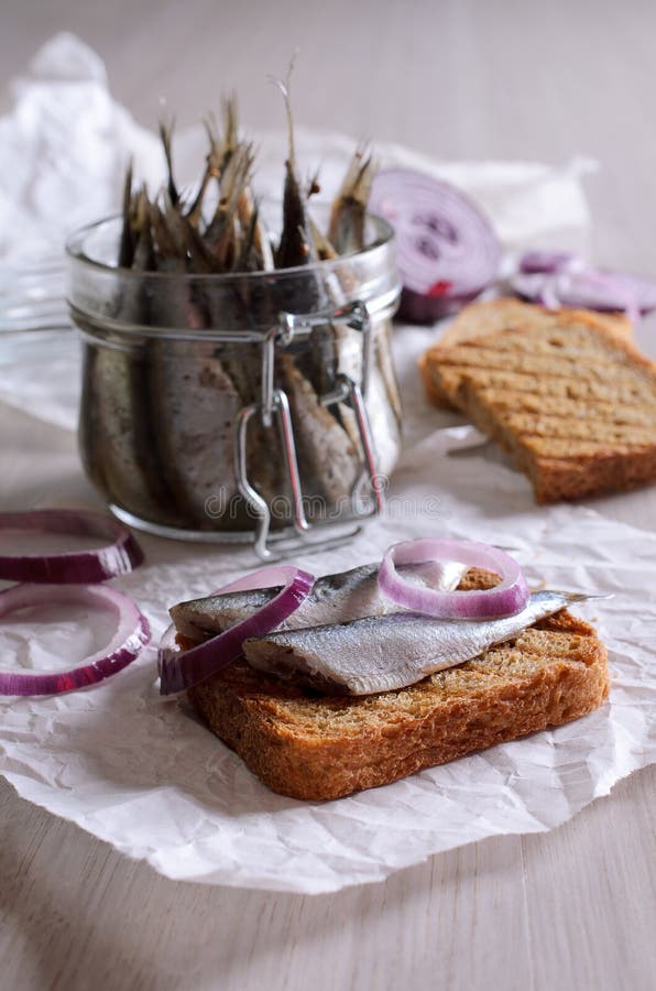 Sandwich with anchovies stock image. Image of bright - 44323285