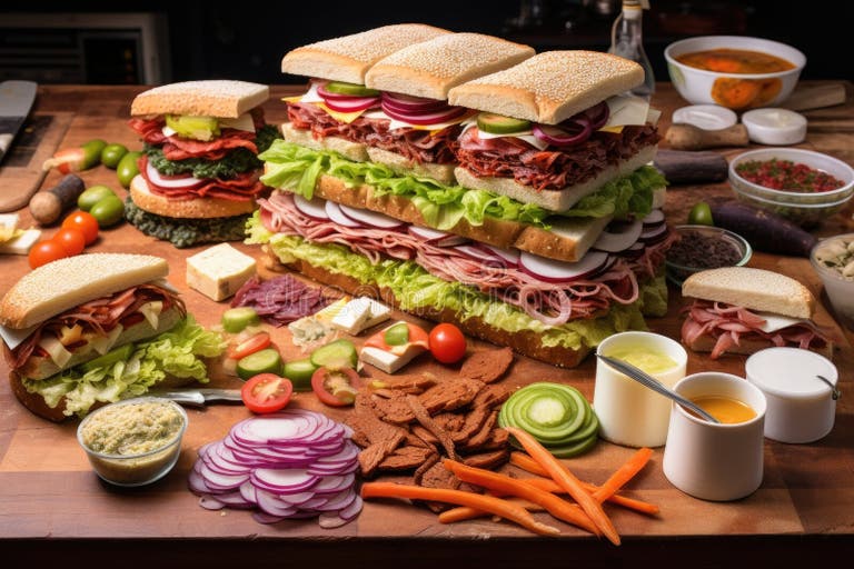 Sandwich Assembly Process with Various Ingredients Stock Illustration ...