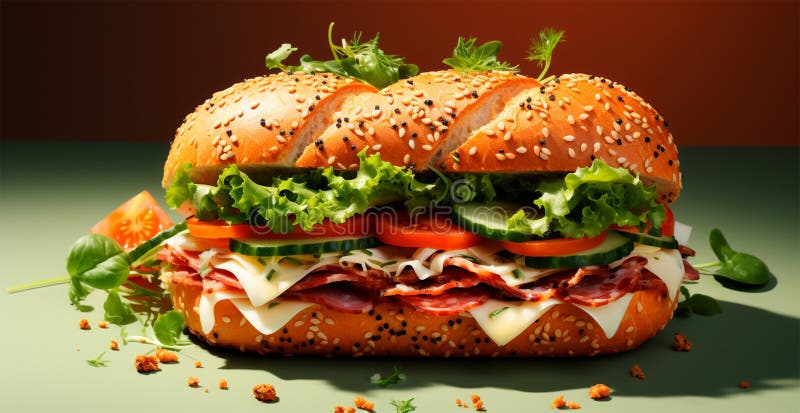 Sandwich with Avocado and Vegetables, Quick Snack - AI Generated Image ...