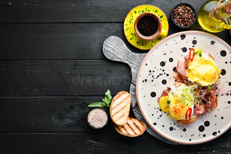 Sandwich with Bacon, Egg and Chili Pepper. Breakfast. in the Plate. Top ...