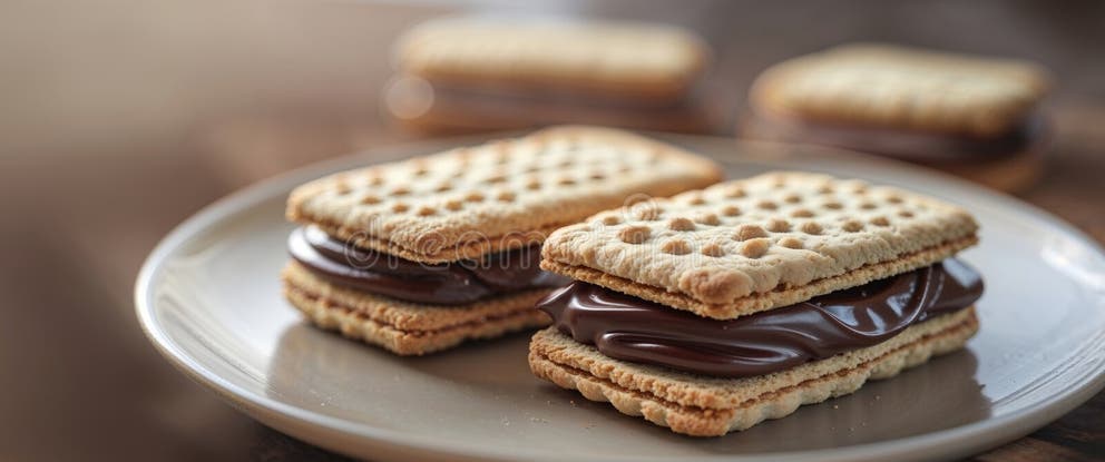 Sandwich Biscuits with Chocolate Filling Served Stock Photo - Image of ...
