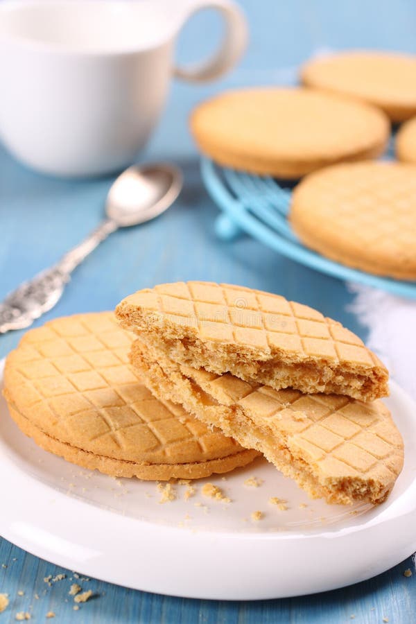 Sandwich Biscuits with Syrup Filling Stock Photo - Image of bakery ...