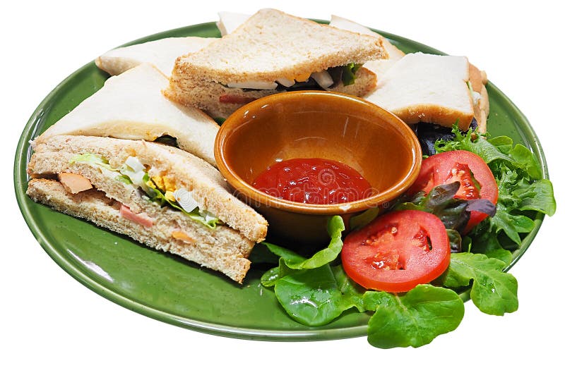 Sandwich Bread and Ketchup, Side View Isolated on White Background ...