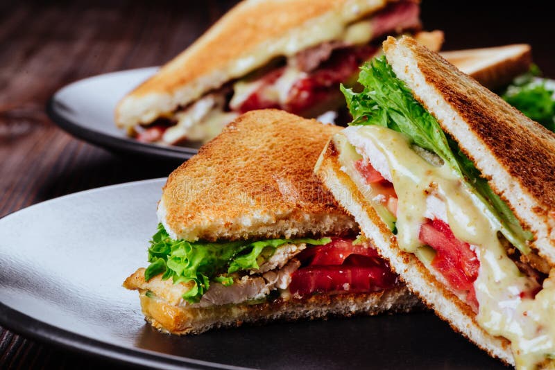 Sandwich Bread Tomato, Lettuce and Yellow Cheese Stock Image - Image of ...