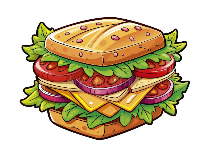 Sandwich Cartoon Illustration Stock Vector - Illustration of mascot ...