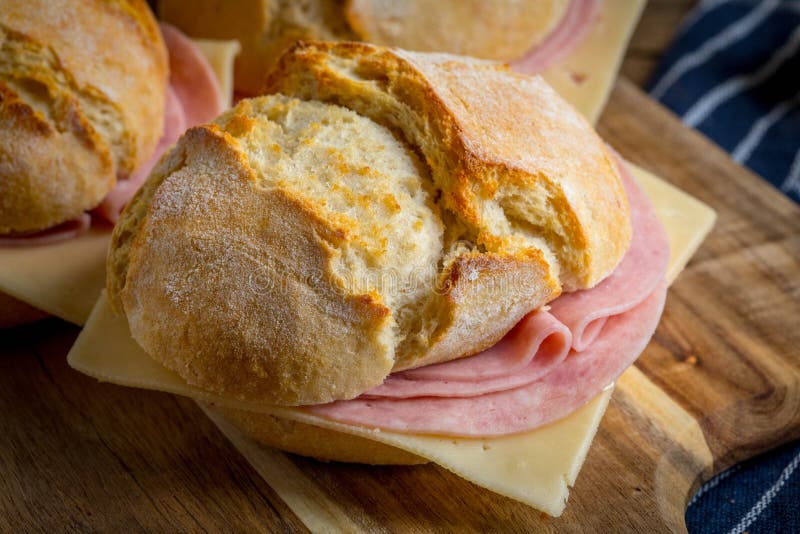 Sandwich with Cheese and Ground Ham. Stock Image - Image of meal, snack ...