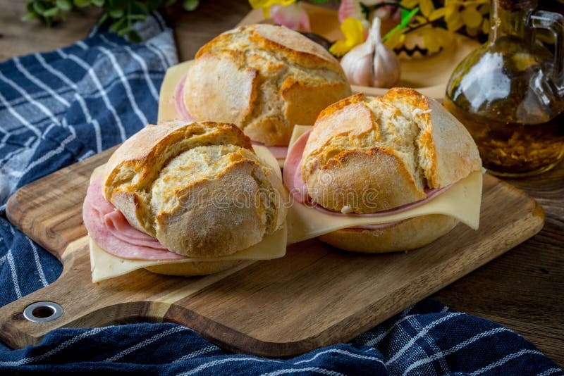 Sandwich with Cheese and Ground Ham. Stock Photo - Image of ground ...
