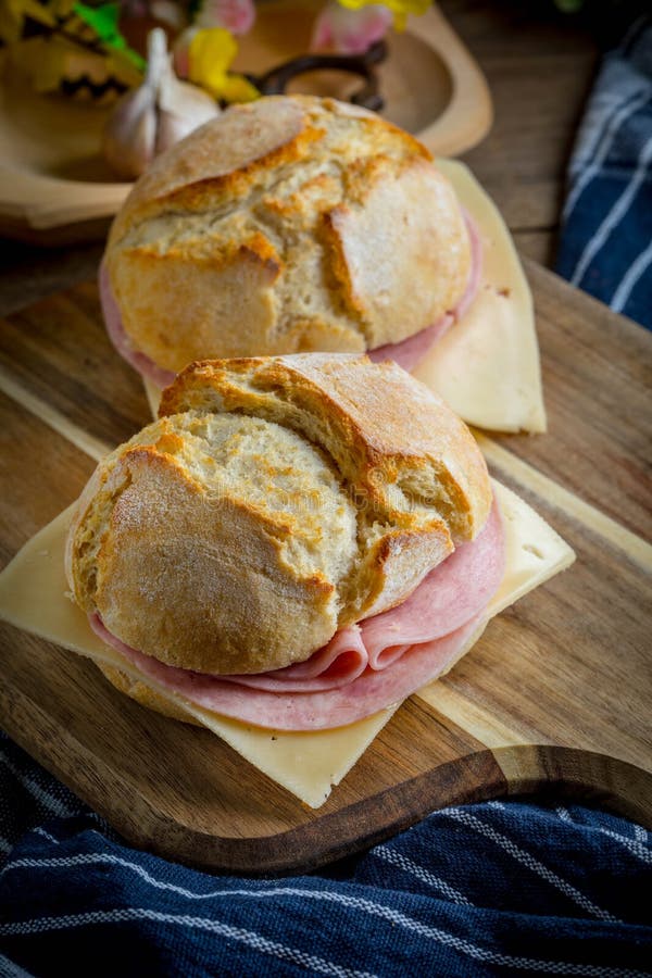 Sandwich with Cheese and Ground Ham. Stock Image - Image of lunch ...