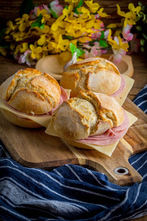 Sandwich with Cheese and Ground Ham. Stock Image - Image of tasty ...