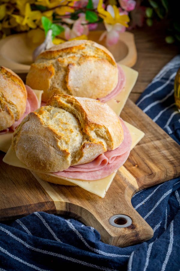 Sandwich with Cheese and Ground Ham. Stock Photo - Image of cuisine ...