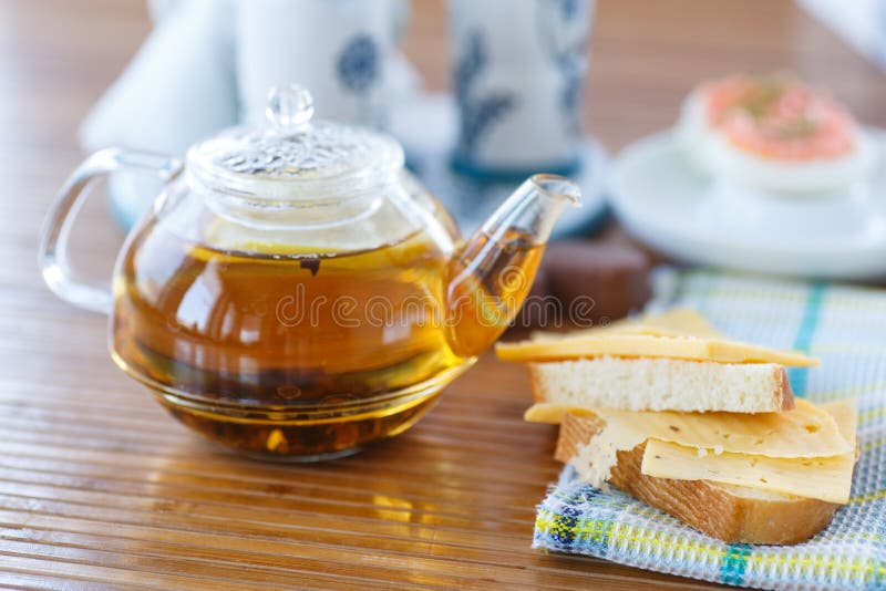 Sandwich with Cheese and Tea Stock Photo - Image of sandwich, prepared ...