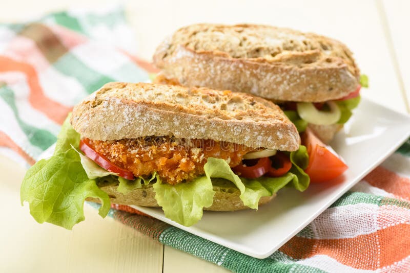 Sandwich with Chicken Strips Stock Image - Image of dinner, healthy ...