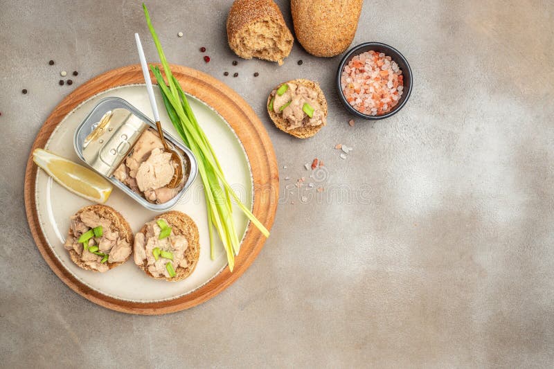 Sandwich with Cod Liver on Rye Bread. Healthy Food Concept. Long Banner ...