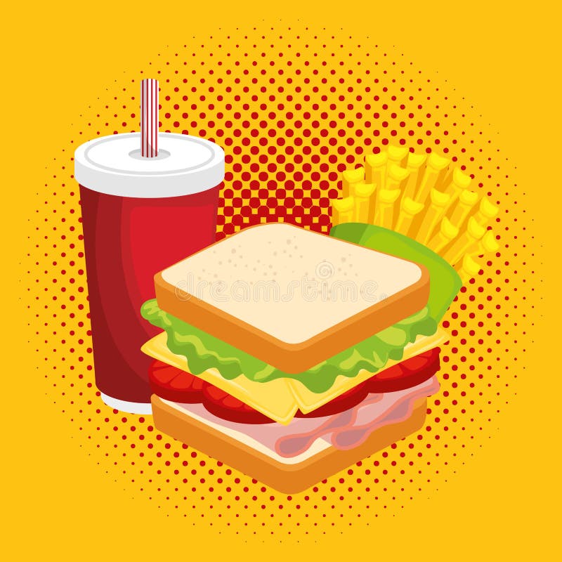 Sandwich Combo Cartoon Vector Illustrator Stock Illustration ...
