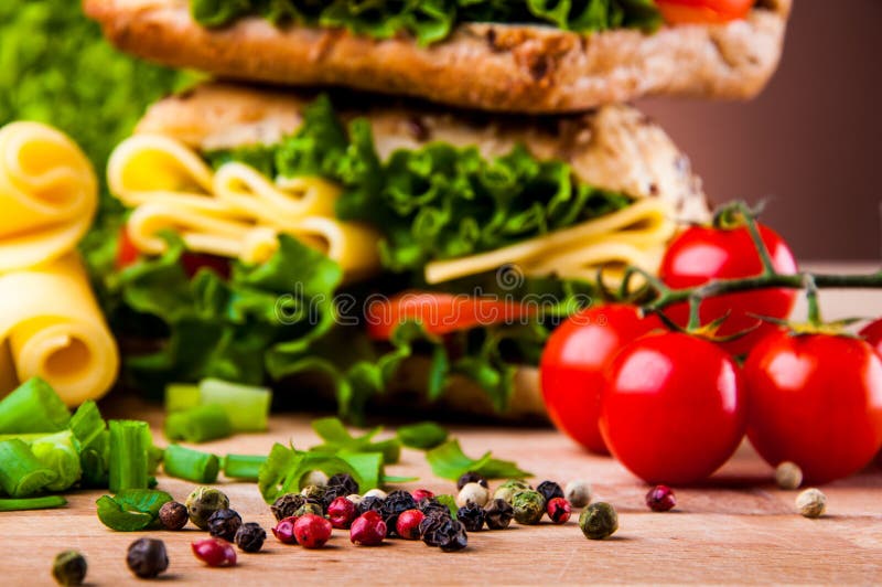 Sandwich Concept with Natural Ingredients Stock Photo - Image of dish ...