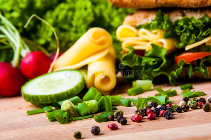 Sandwich Concept with Natural Ingredients Stock Image - Image of cheese ...