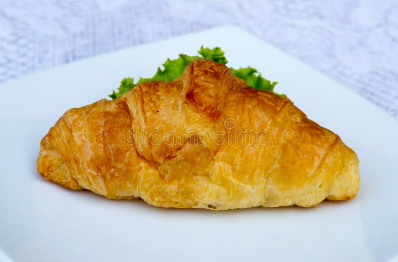 Sandwich Croissant with Vegetable. Stock Photo - Image of white ...