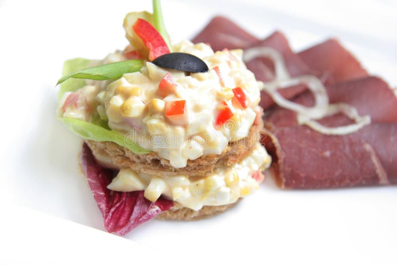 Sandwich with dry beef ham stock image. Image of international - 7971485