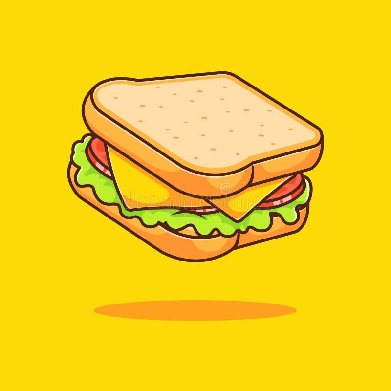Sandwich Food Floating Cartoon Vector Icon Logo Illustration Food ...