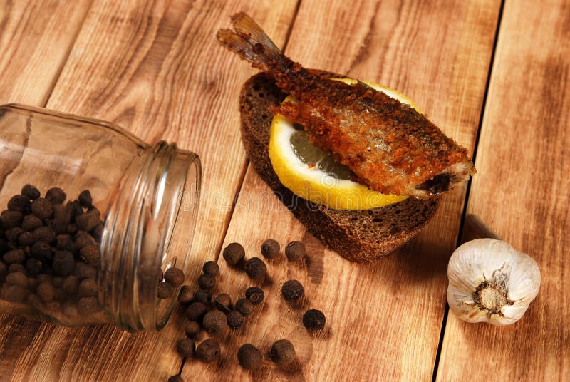 Sandwich with fried fish stock photo. Image of prepared - 68805118