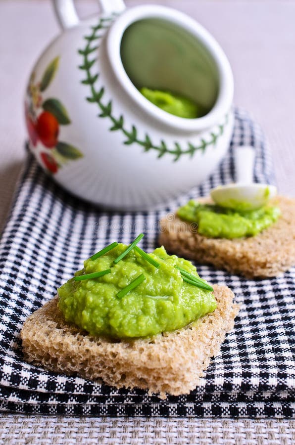 Sandwich with green puree stock image. Image of crostini - 45167473