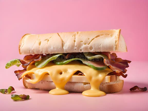 Sandwich with Ham, Cheese and Bacon Stock Illustration - Illustration ...