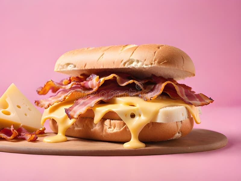 Sandwich with Ham, Cheese and Bacon Stock Illustration - Illustration ...