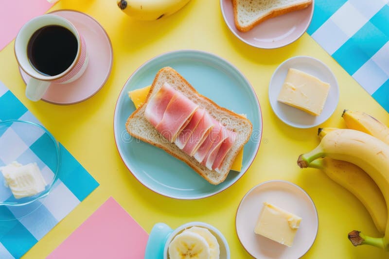 Sandwich with Ham and Cheese on a Table for Breakfast Stock Image ...