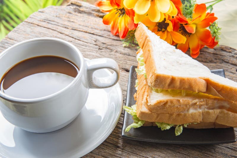 Sandwich with Ham and Coffee Stock Photo - Image of coffee, sliced ...