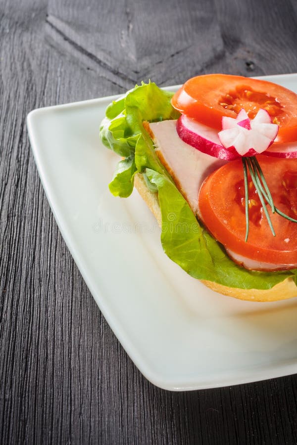 Sandwich with ham meat stock photo. Image of produce - 35843514