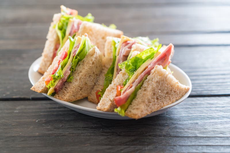 Sandwich ham on wood stock image. Image of healthy, vegetable - 85607637