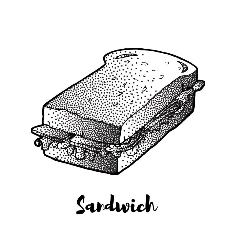 Sandwich Hand Drawing Sketch. Great for Restaurant Menu or Banner Stock ...