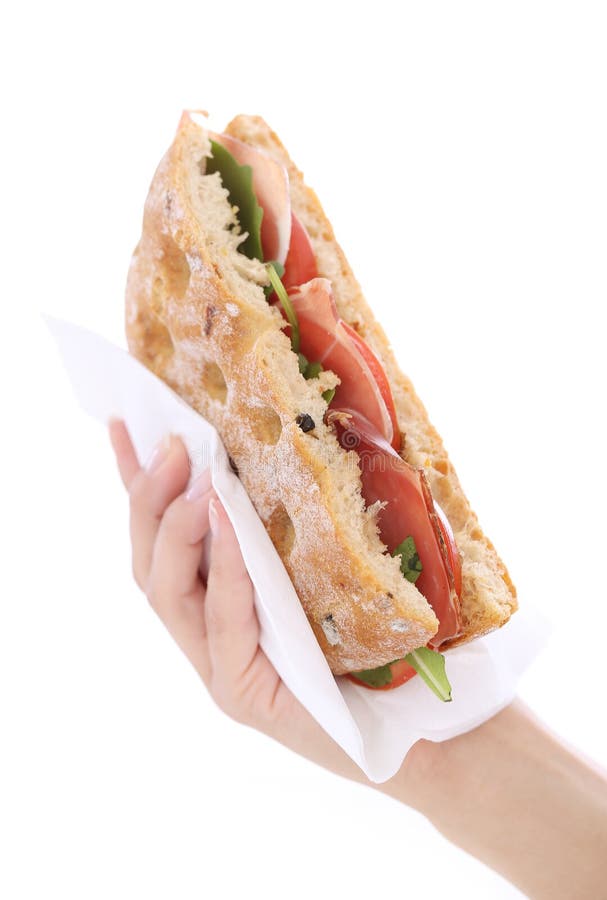 Sandwich in a hand stock photo. Image of eating, large - 45817140