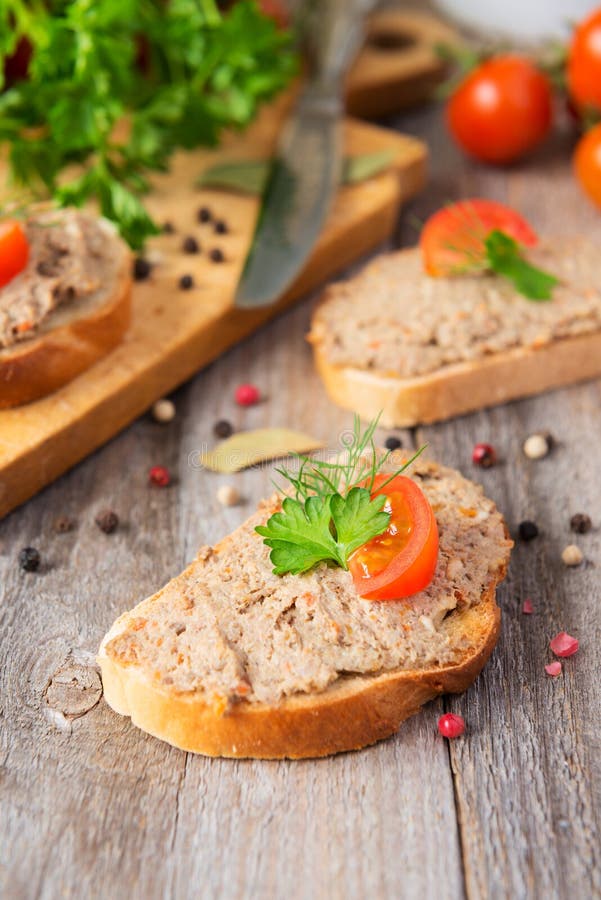 Sandwich with Homemade Meat Pate Stock Photo - Image of doeuvre, tomato ...