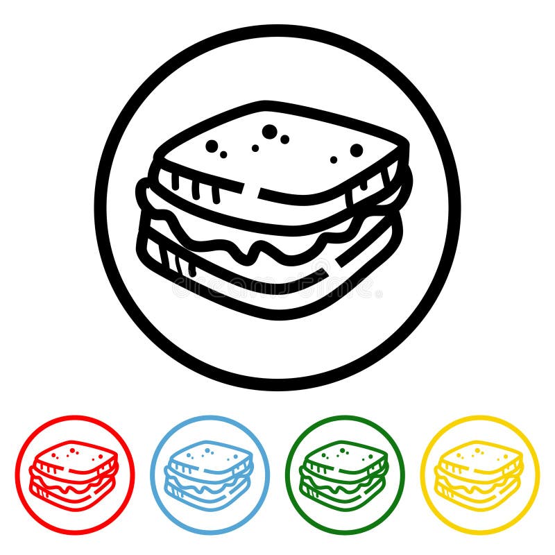 Sandwich Icon Vector Illustration Design Element with Four Color ...