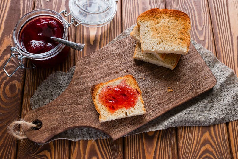 Sandwich with Jam beside the Toast Stock Photo - Image of knife, lunch ...