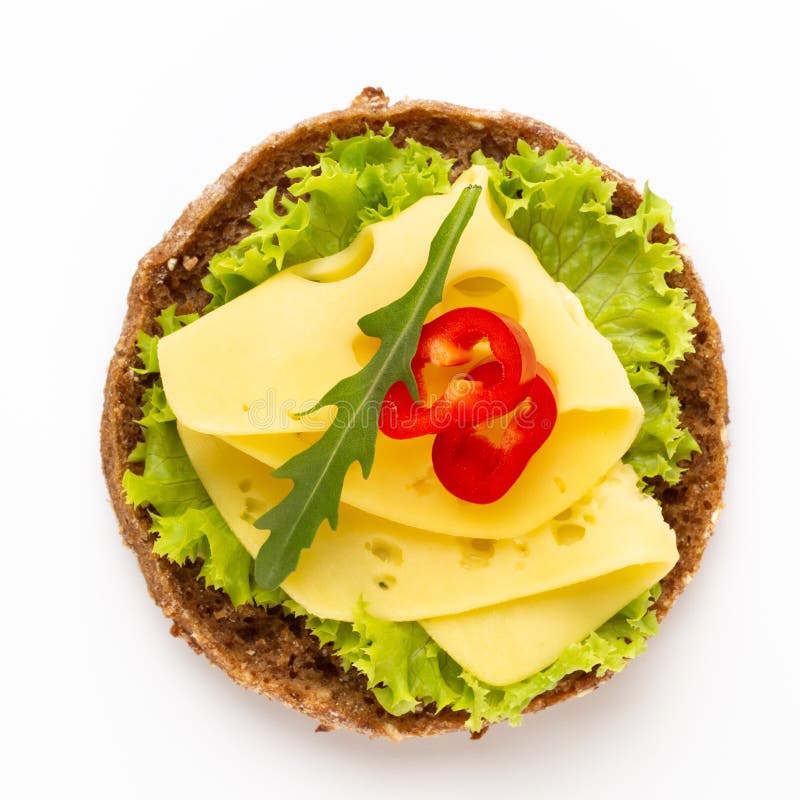 Sandwich with Lettuce, Cheese on White Background Stock Photo - Image ...