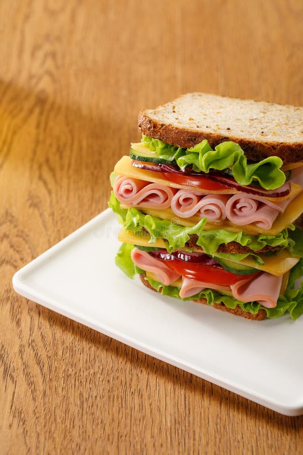 Sandwich with Lettuce, Ham, Cheese, Bacon Stock Image - Image of snack ... Sandwich with Lettuce, Ham, Cheese, Bacon Stock Image - Image of snack ...
